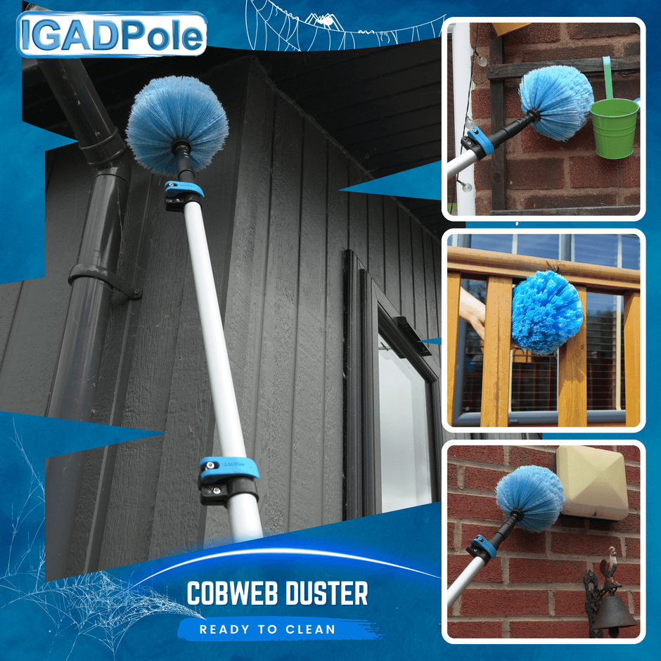 IGADPole 7m(24ft) Washing Kit: Water-fed Brush, Cobweb Duster and 25cm ...
