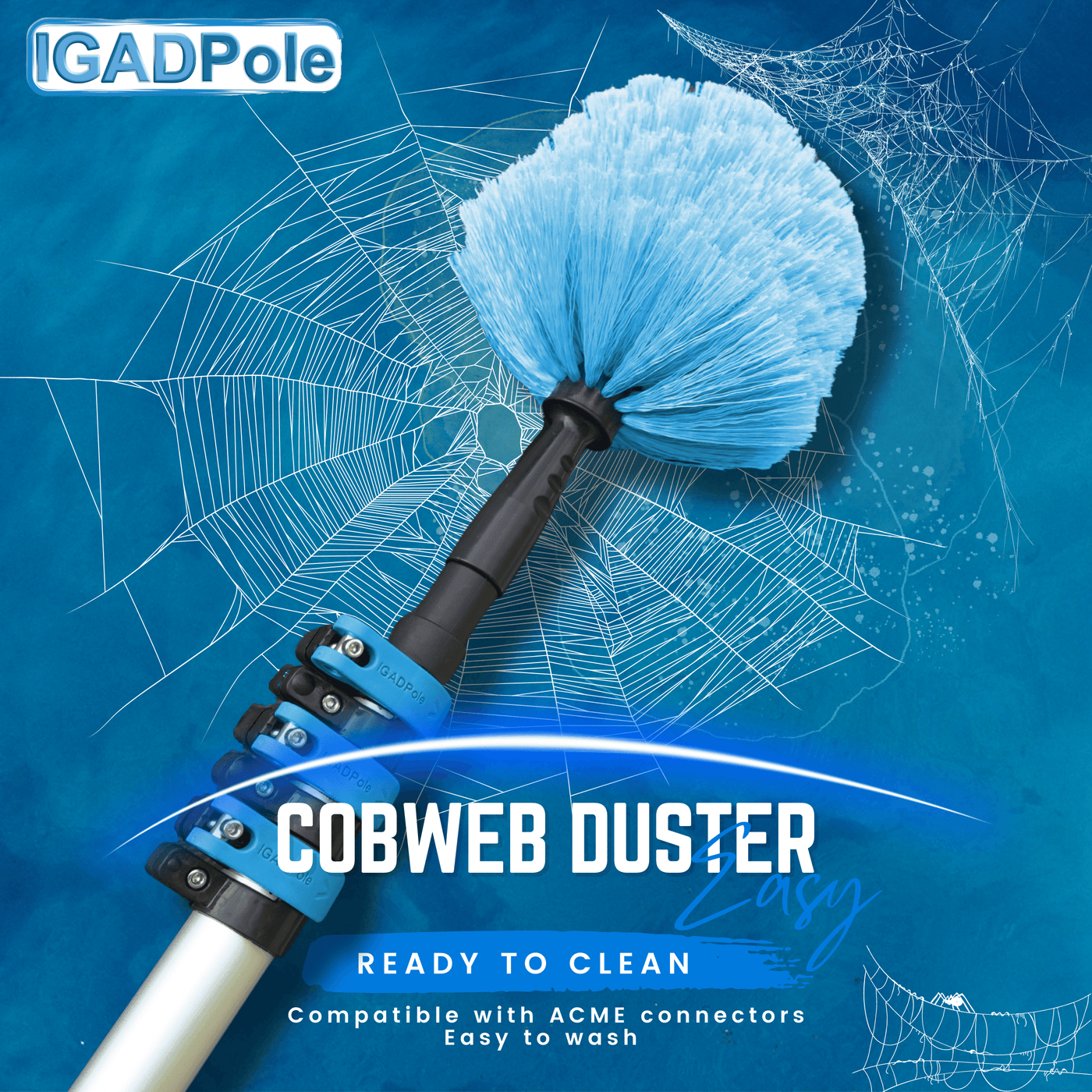 IGADPole 7m(24ft) Washing Kit: Water-fed Brush, Cobweb Duster and 25cm ...